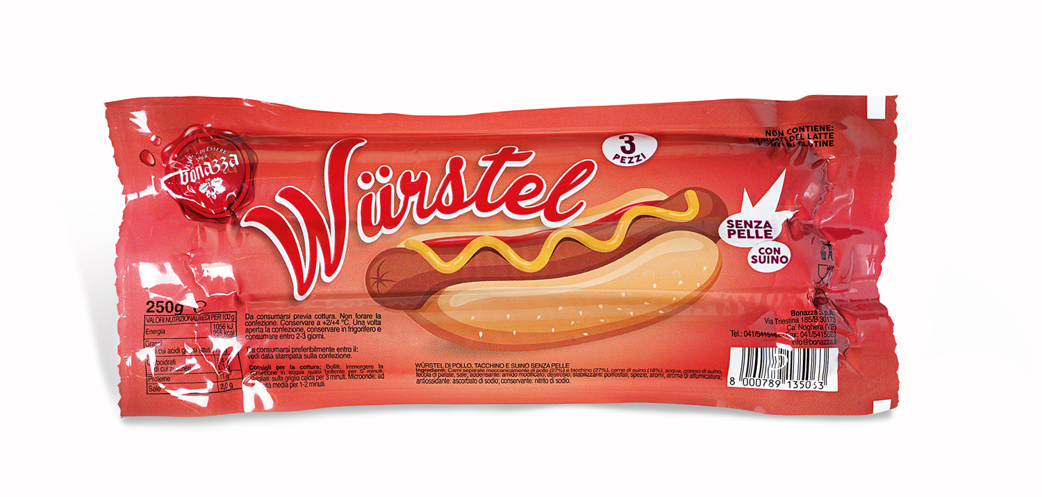 WURSTEL GRANDI BONAZZA PZ.3 GR.250 Salumi e Formaggi Wurstel BONAZZA